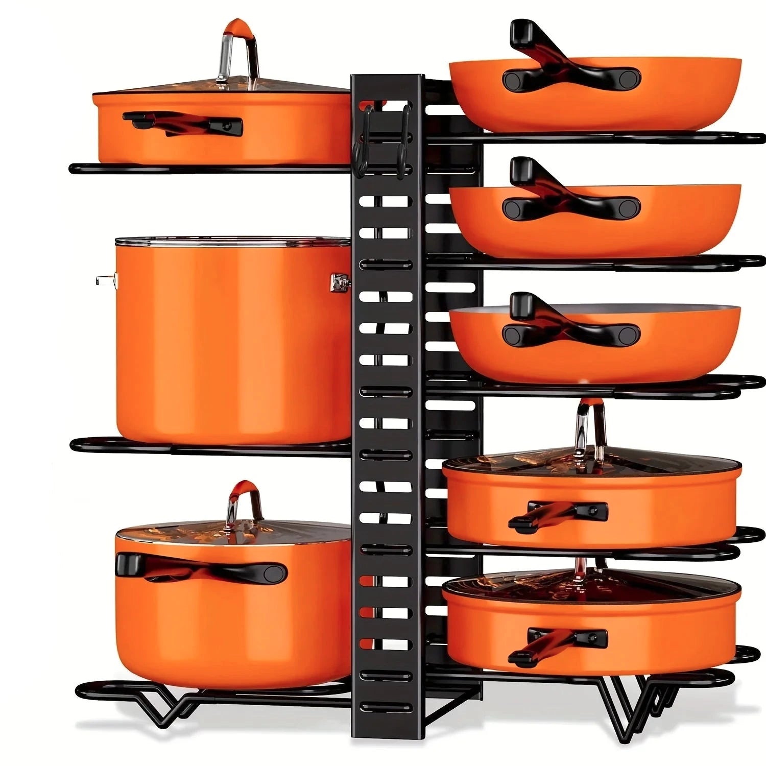 8-Tier Heavy Duty Pot Rack Organizer, Durable Metal Space-saving ...