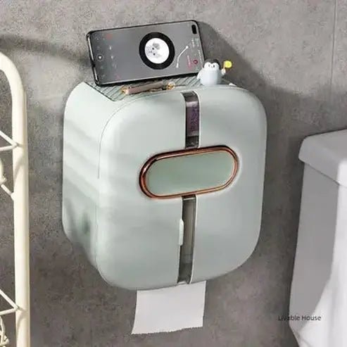 Wall-Mounted Three-Layer Tissue Storage Box with Roll Holder · Dondepiso