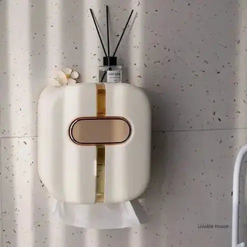 Wall-Mounted Three-Layer Tissue Storage Box with Roll Holder · Dondepiso