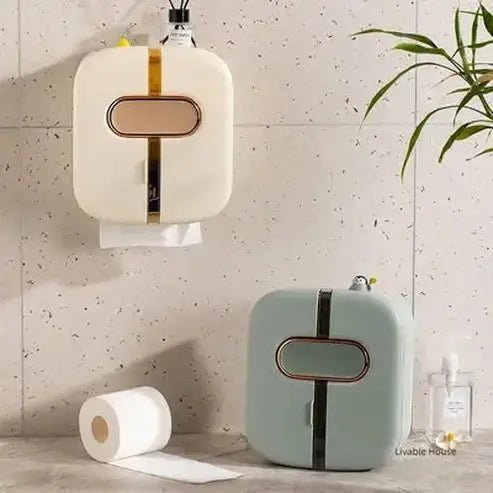 Wall-Mounted Three-Layer Tissue Storage Box with Roll Holder · Dondepiso